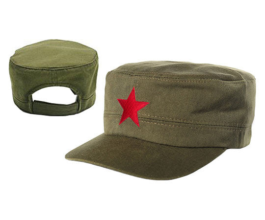 Che Guevara army green military cap / hat with embroidered red star ...